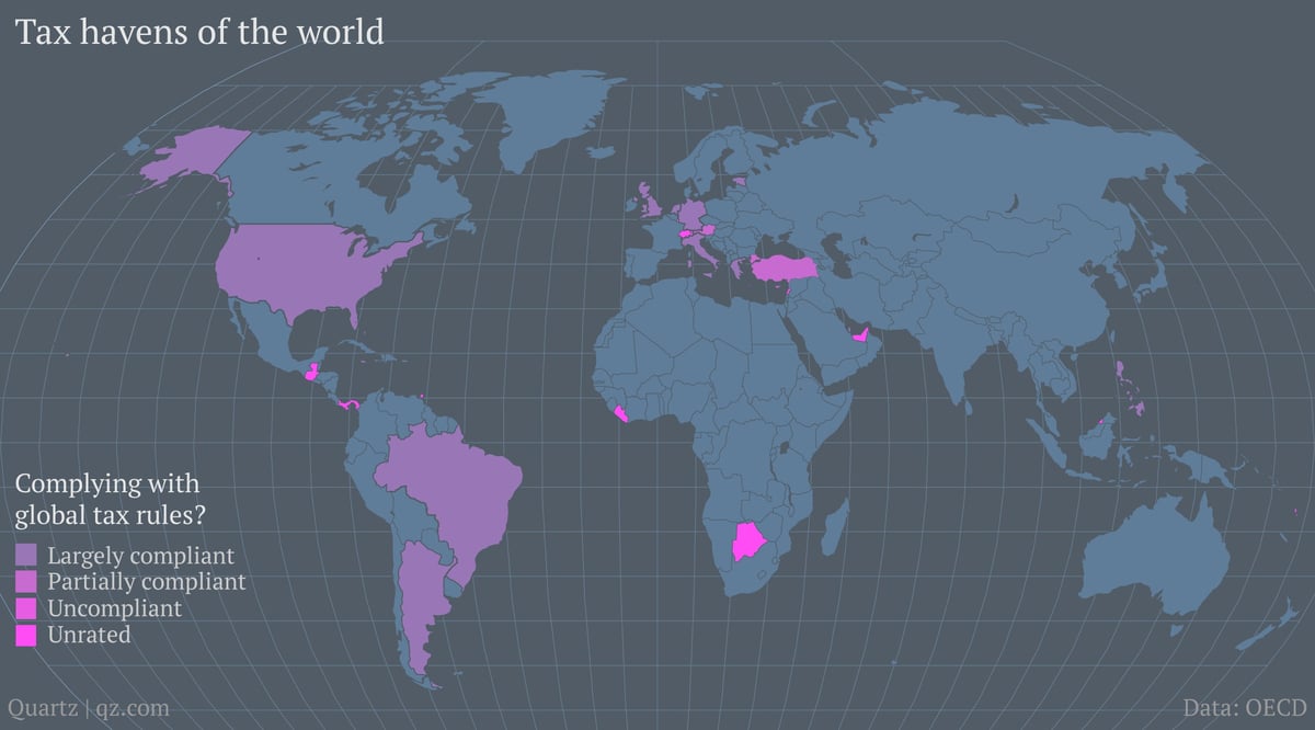 Here is our best approximation of where the world’s tax havens are